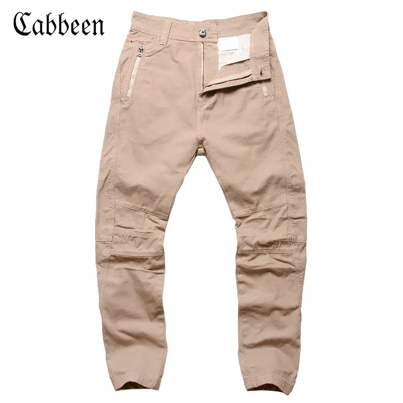 Cabbeen black khaki 100% cotton wide leg pants casual male 3113126080 w ...