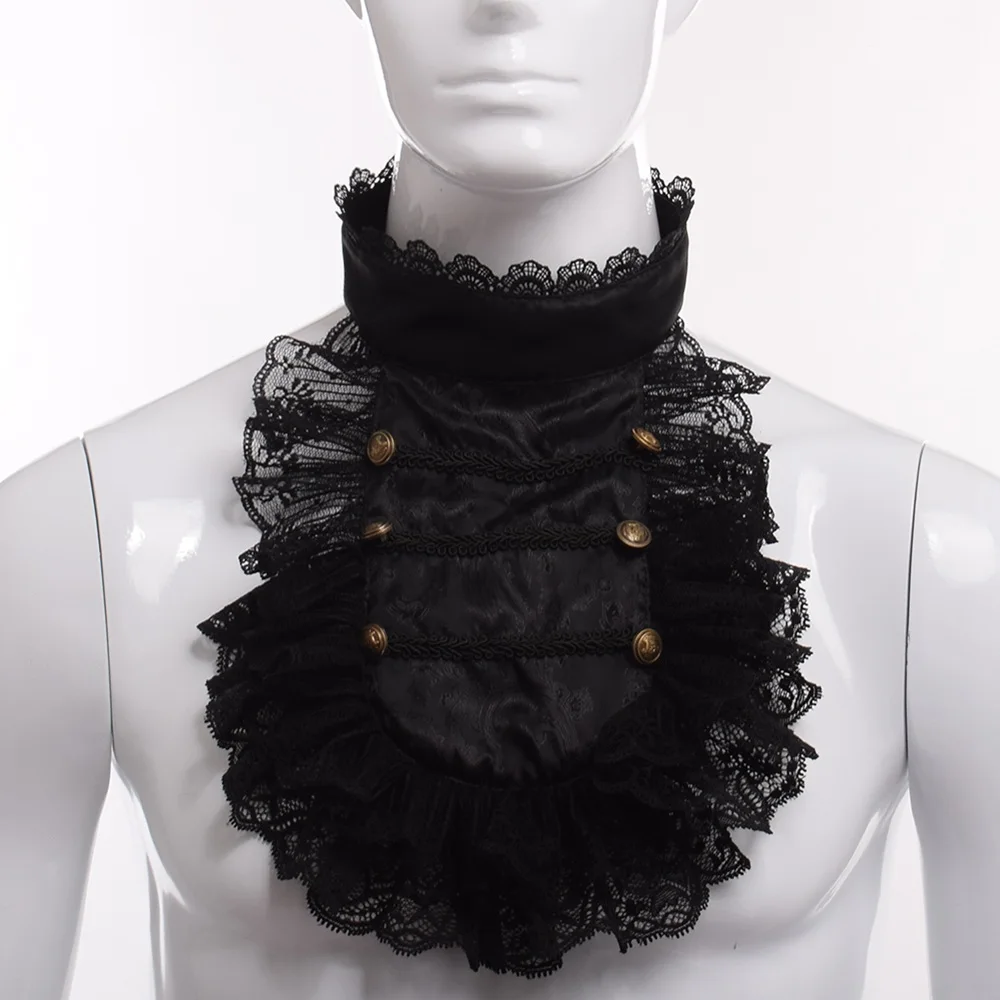 Men's Baroque Jabot Black Victorian Vintage Hand Made Steampunk Ruffle ...