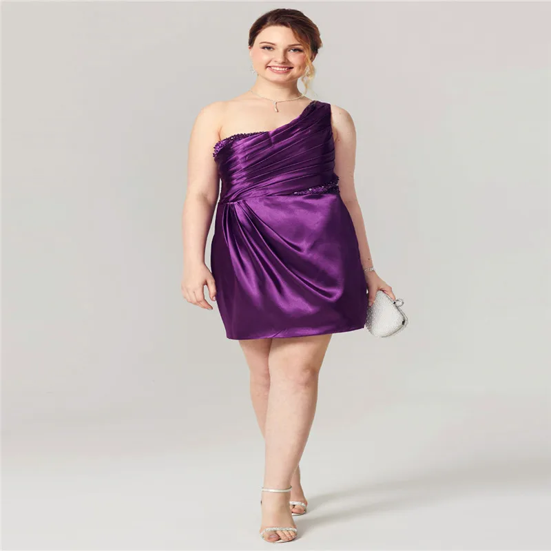 Ts Couture Sheath Column One Shoulder Short Mini Stretch Satin Cocktail