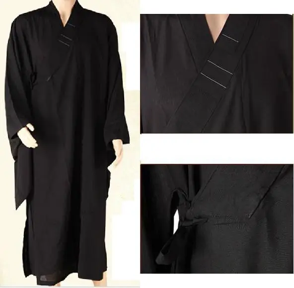 UNISEX black buddhist shaolin Monks robemeditation Layabbot nun ...