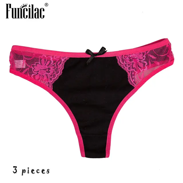 Funcilac Womens Thongs Transparen Sexy Patchwork Lace G Strings Girls
