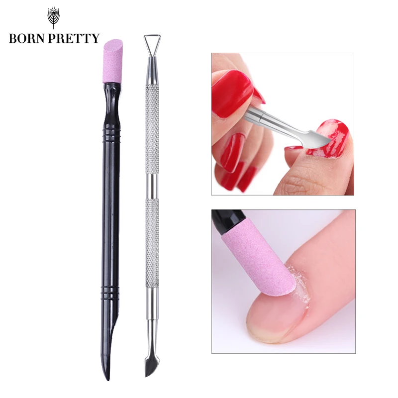 2 Pcs Dual Ended Cuticle Remover Set Quartz Pusher Trimmer Triangle Rod Uv Gel Cuticle Manicure