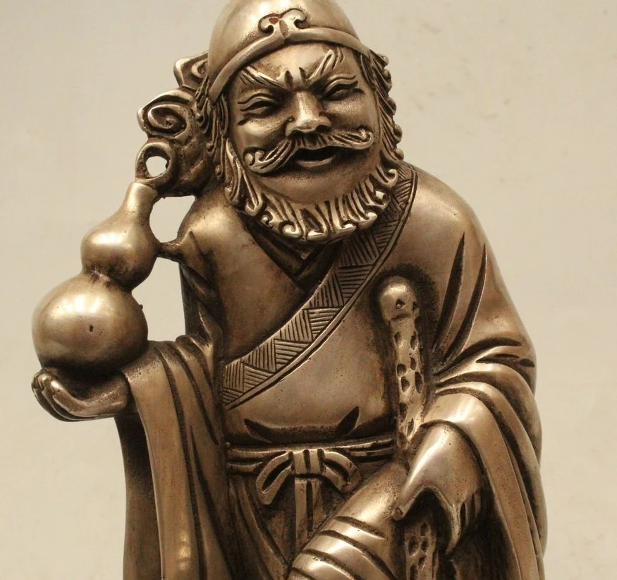 10" Chinese Myth Folk Feng Shui Silver Eight Immortals Tie guai li ...