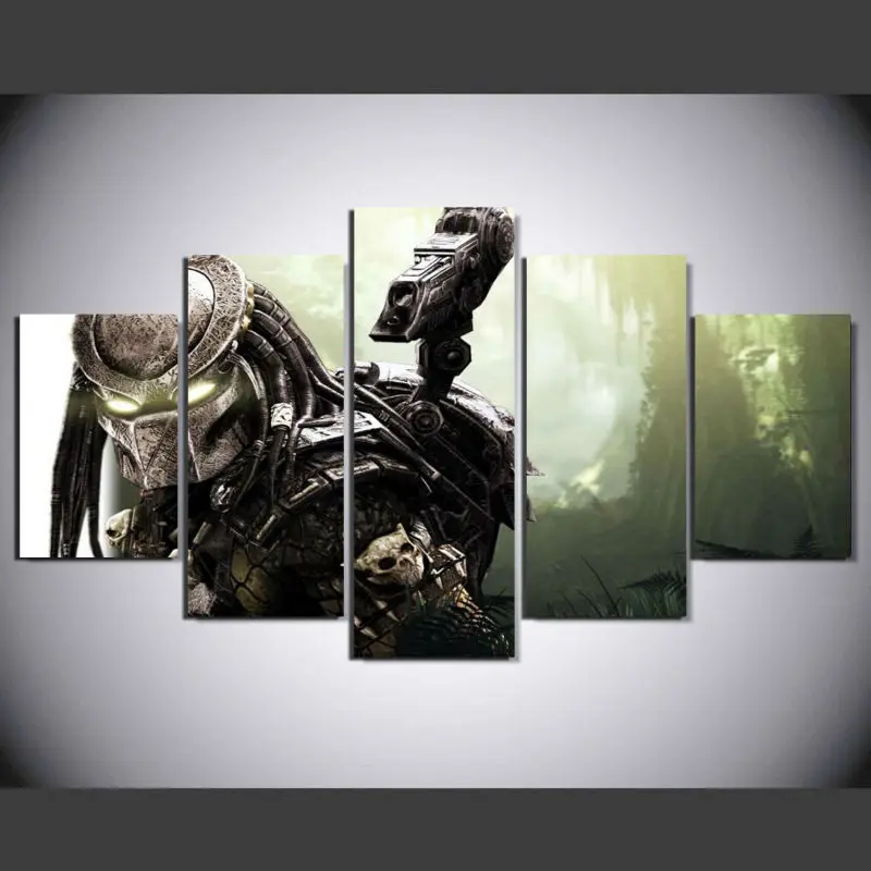 5 panel HD printed oil painting predator alien vs predator poster ...