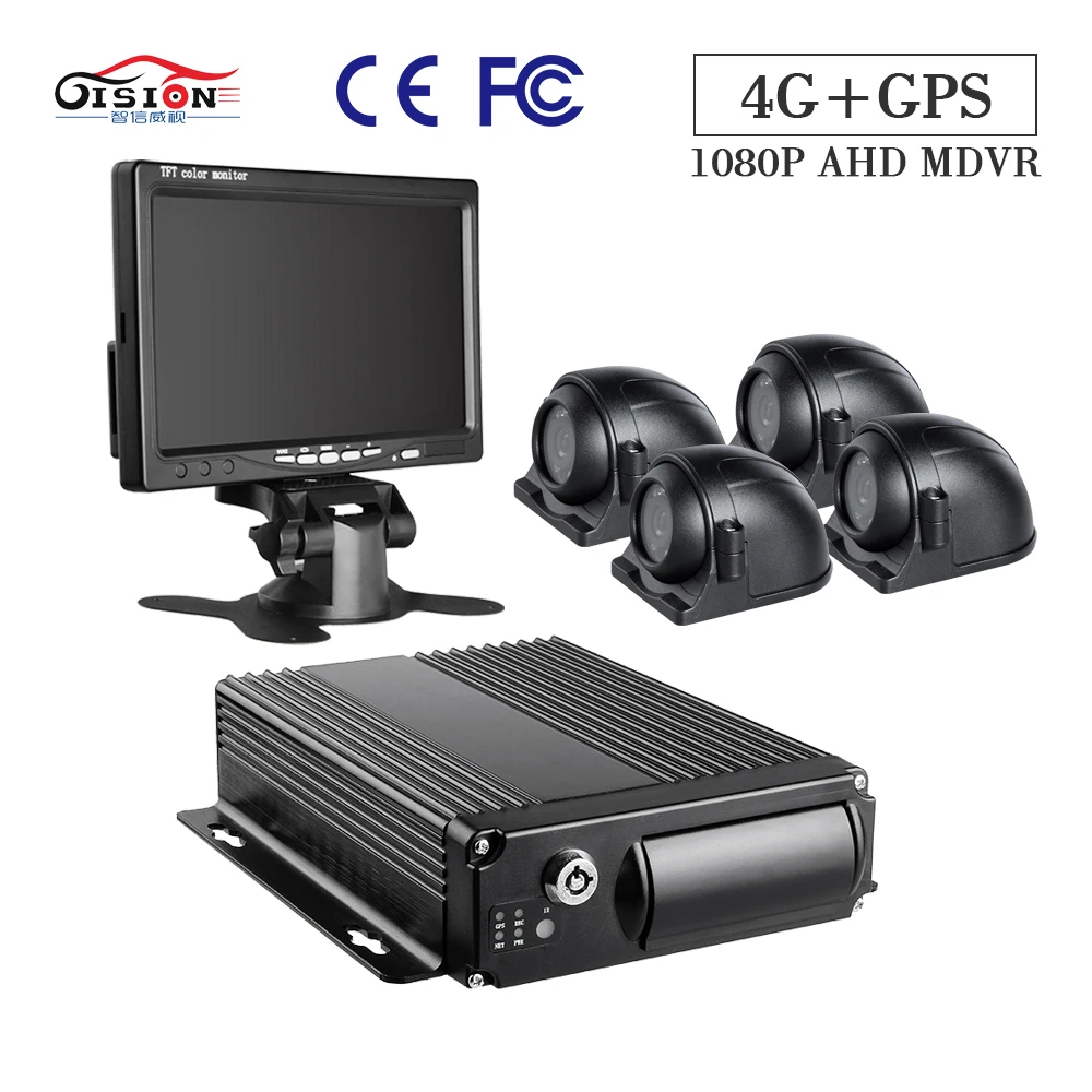 GISION 4CH camión registro 4G con 1080 P SD móvil DVR GPS vehículo ...