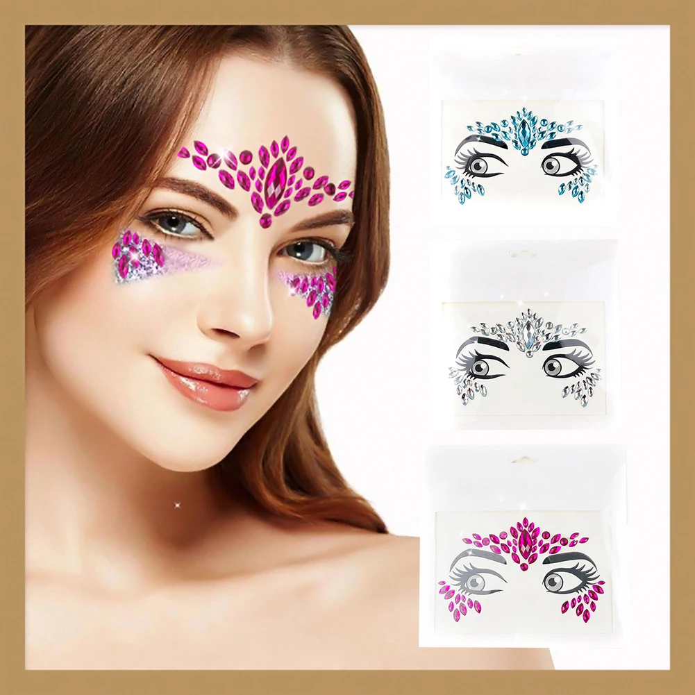 1 Sheet Handpicked Bohemia Tribal Style 3d Crystal Sticker Face And Eye