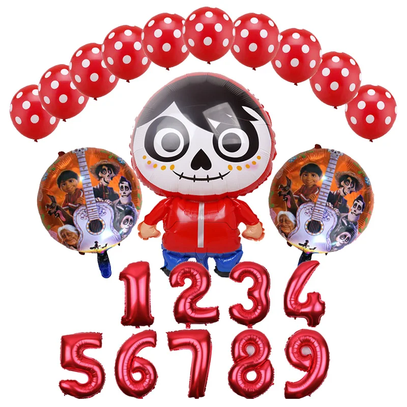 14 Pcs/lot COCO Foil Balloons 18 Inch Round Balloon Latex & Number 1 9 ...