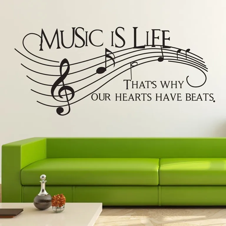 Music Is Life Musical Note Wall Stickers Art Decal Vinyl Paper ...