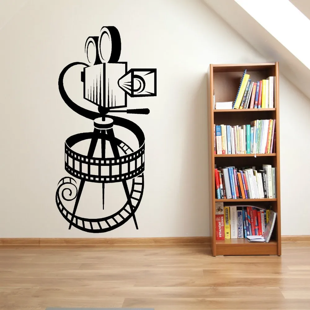 Movie Camera Vinyl Wall Decal Video Home Cinema Film Reel Vintage ...
