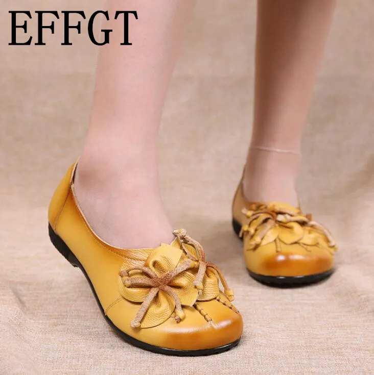 EFFGT 2018 Spring and autumn New National wind Women Shoes Genuine ...
