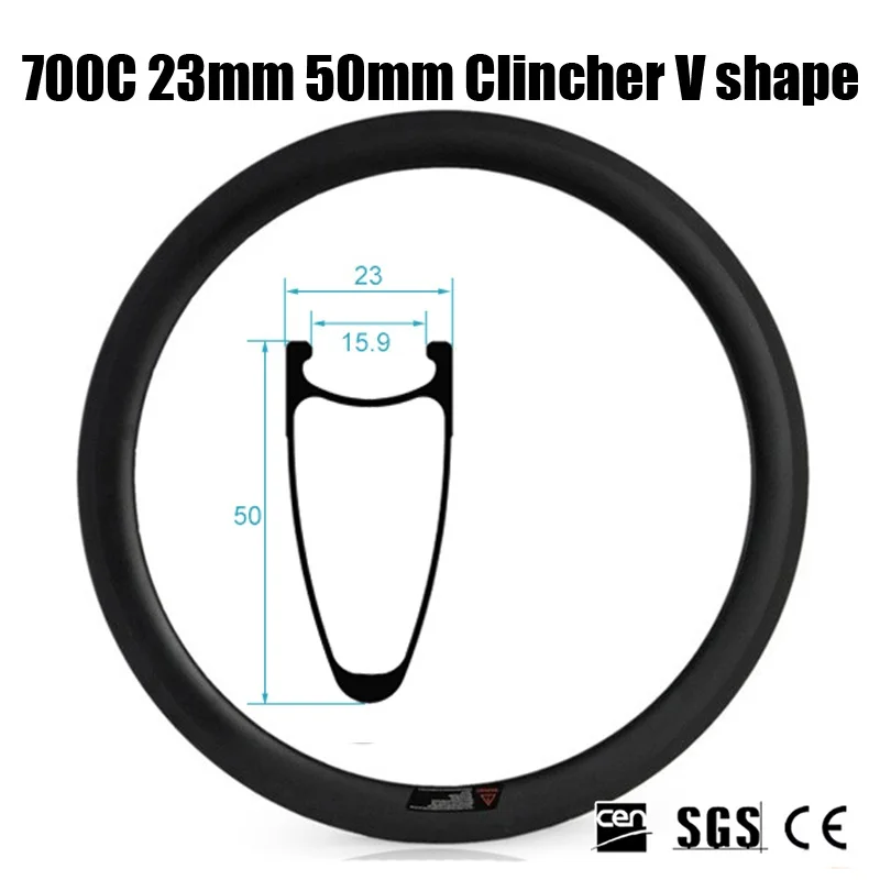 700C*23mm 50mm Clincher V shape Road Bike Rims for Triathlon TT ...