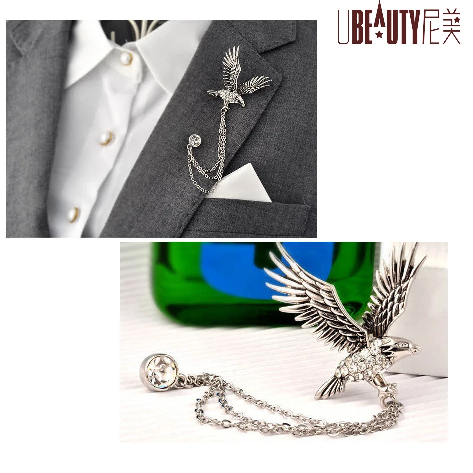 Eagle Chain Tassel Men Brooches Man Suit Jewelry Office Fashion Silver ...