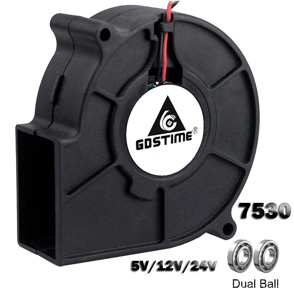 Gdstime 7530 Blower 5V 12V 24V 2Pin 75x75x30mm Radial Turbo 7530 70mm ...