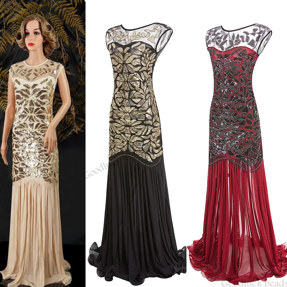 Vestido Flapper clásico Vintage de los años 1920 para mujer, sin mangas ...