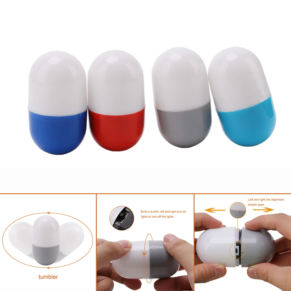 Roly poly Pill Capsule LED Night Light Lovely Tumbler Lamp White ...
