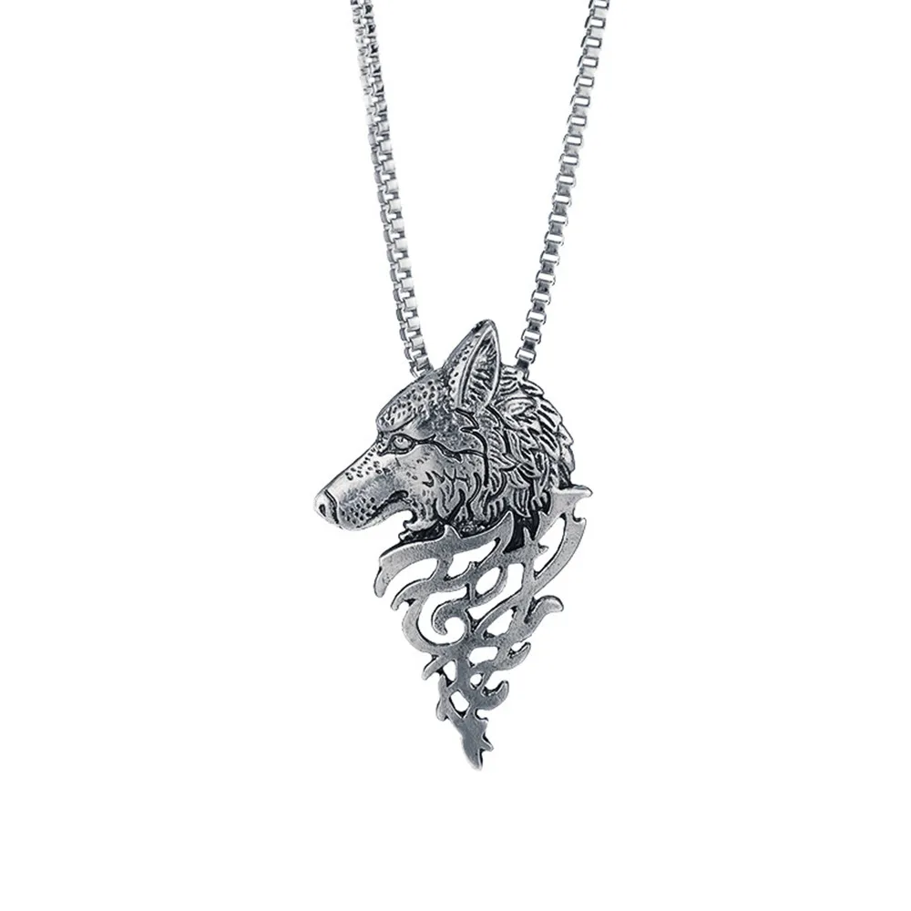 Collares Vintage con cabeza de lobo para hombre y mujer, cadena de ...