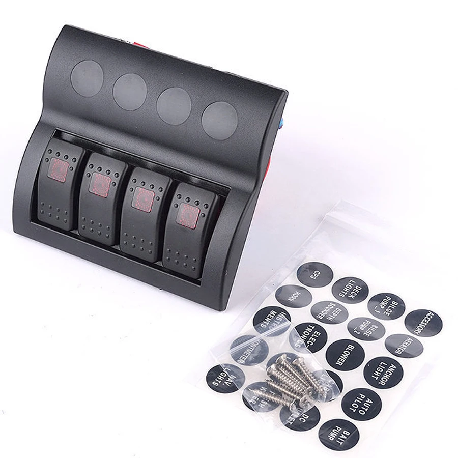 4Gang Yacht Panel Switch Waterproof Marine Boating Rocker Switches ...