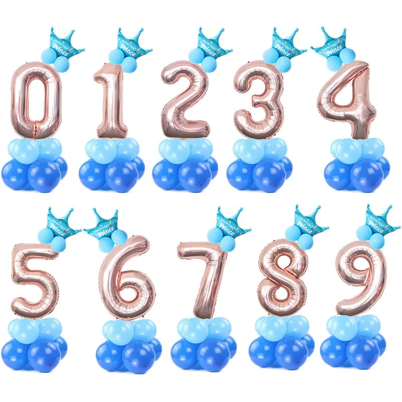 15Pcs/lot Number Digit Foil Balloons Birthday Party Balloon Kids ...