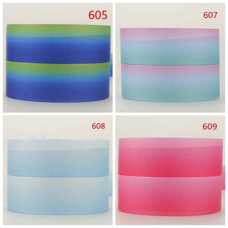 NEW sales 50 yards Gradient color ribbon printed grosgrain ribbons ...