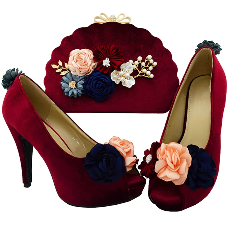 Wine Color Sales In Women Matching Shoes and Bag Set Party Shoes and ...