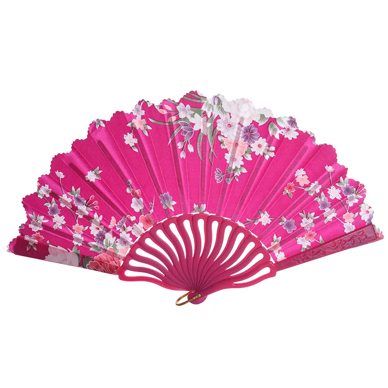 Hand Held Folding Fans Chinese Style Printing Plastic Colored Rod Fan ...
