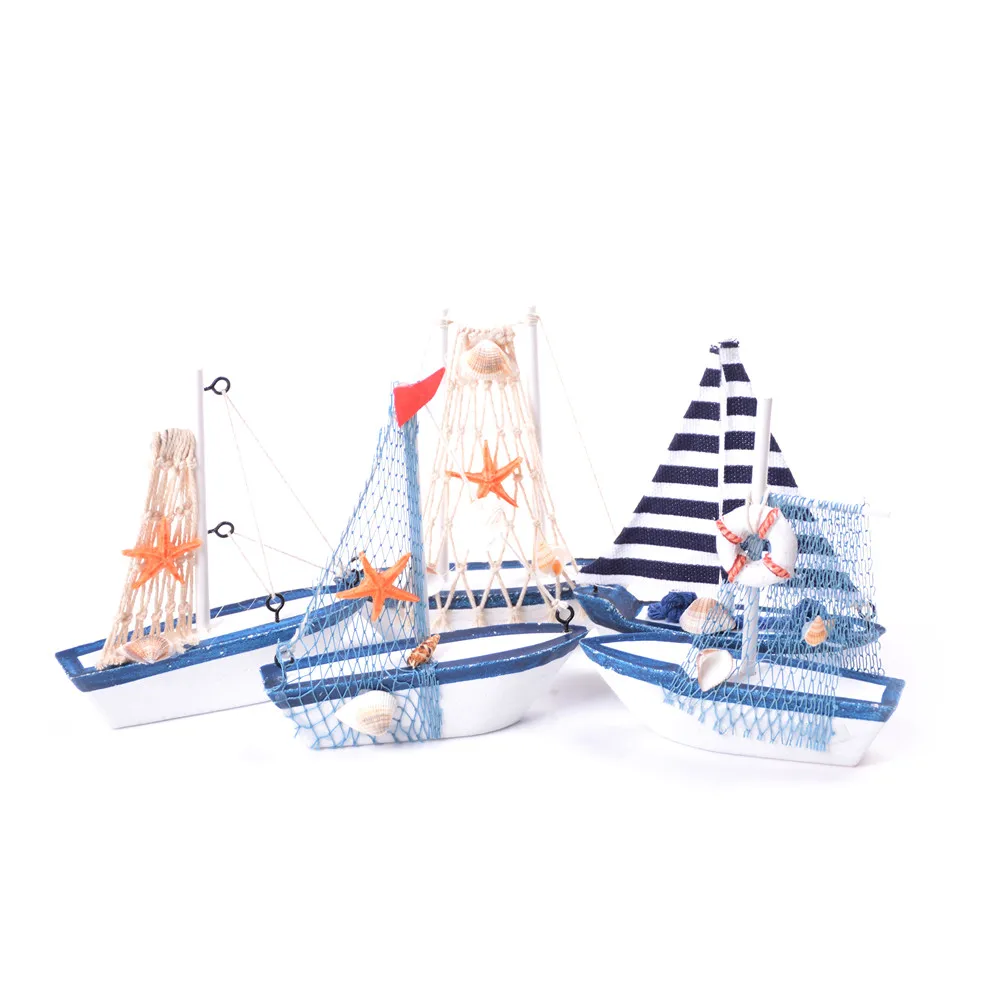Sailboat Decor Wooden Ship Model Miniature Figurine Wood Boat Wooden ...