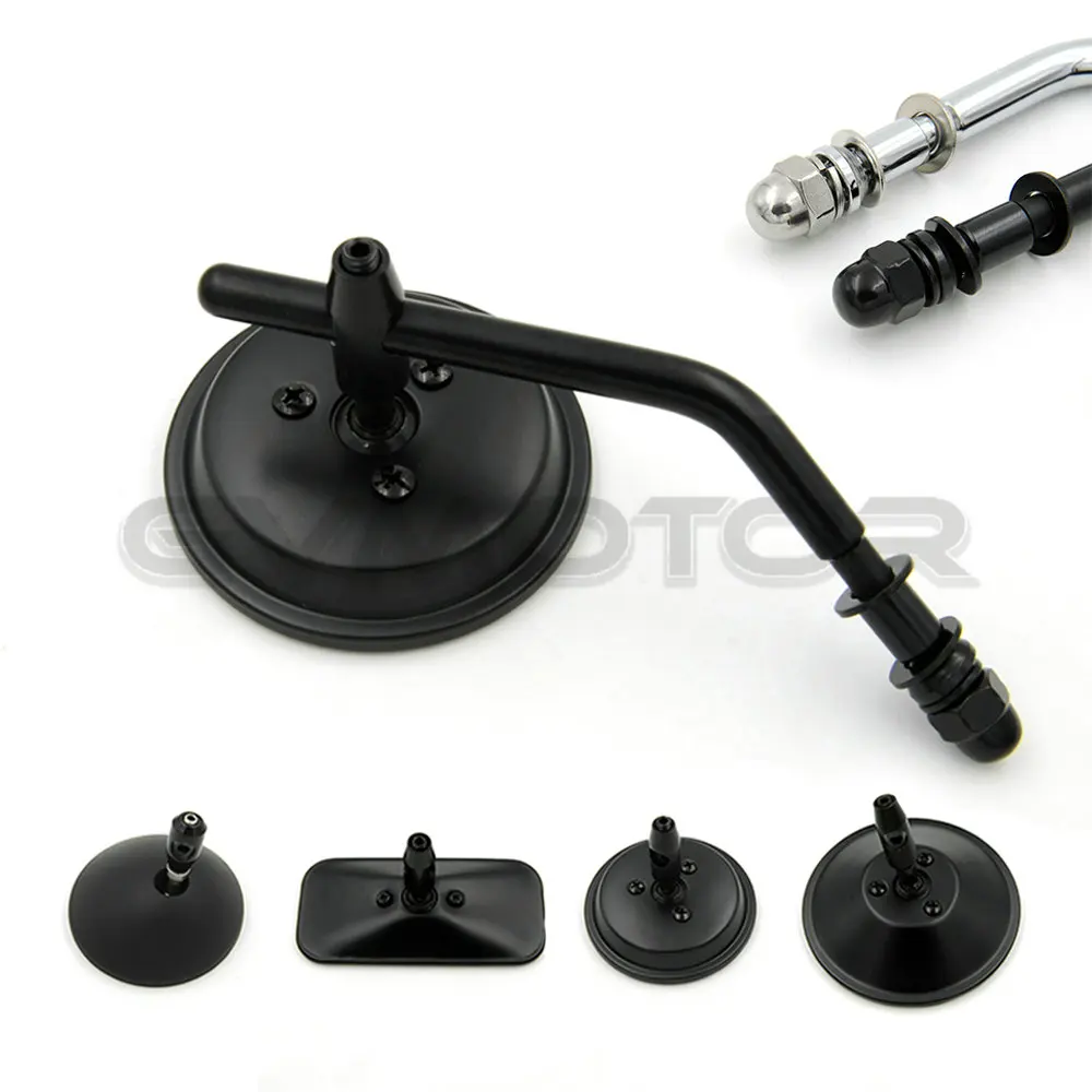 Espelhos Retrovisores Para Motocicleta Preto Cromado Clássico 8mm