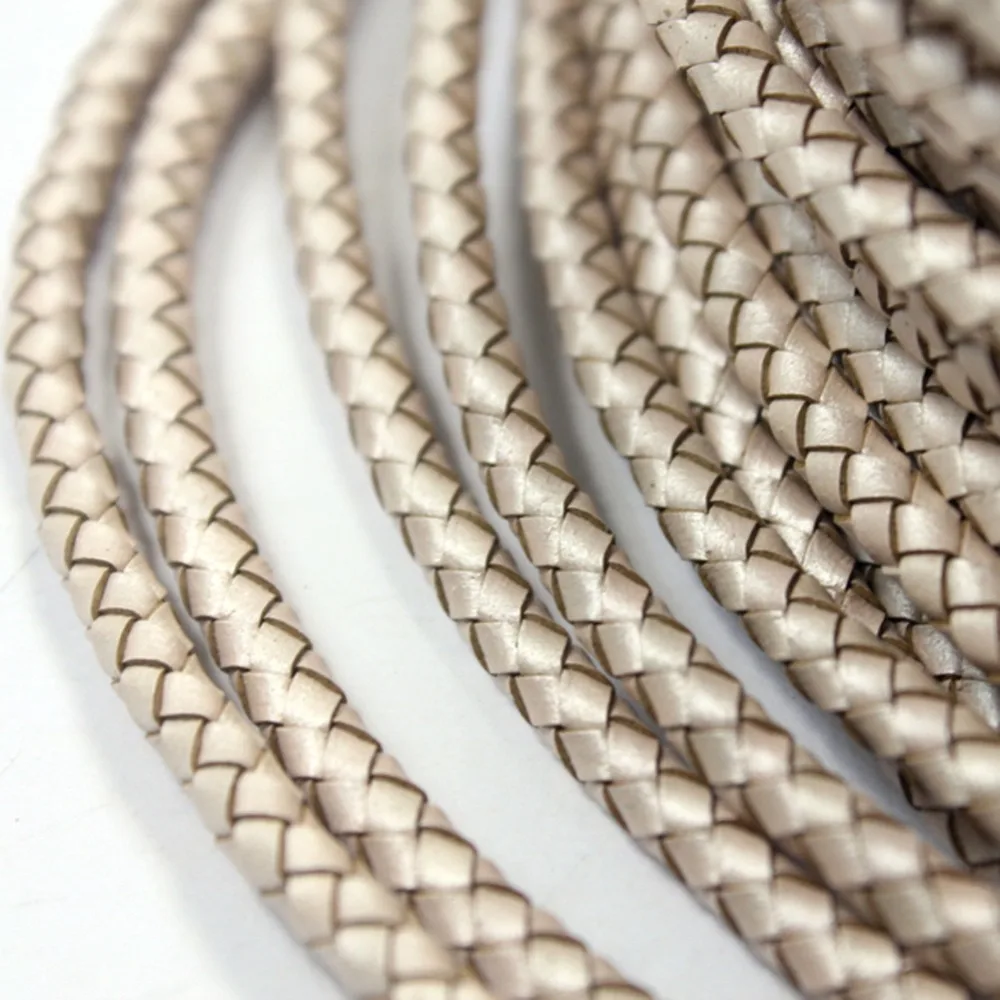 1 Yard 5mm Round Metallic Pearl Braided Bolo Leather Strap, 5mm Braid ...