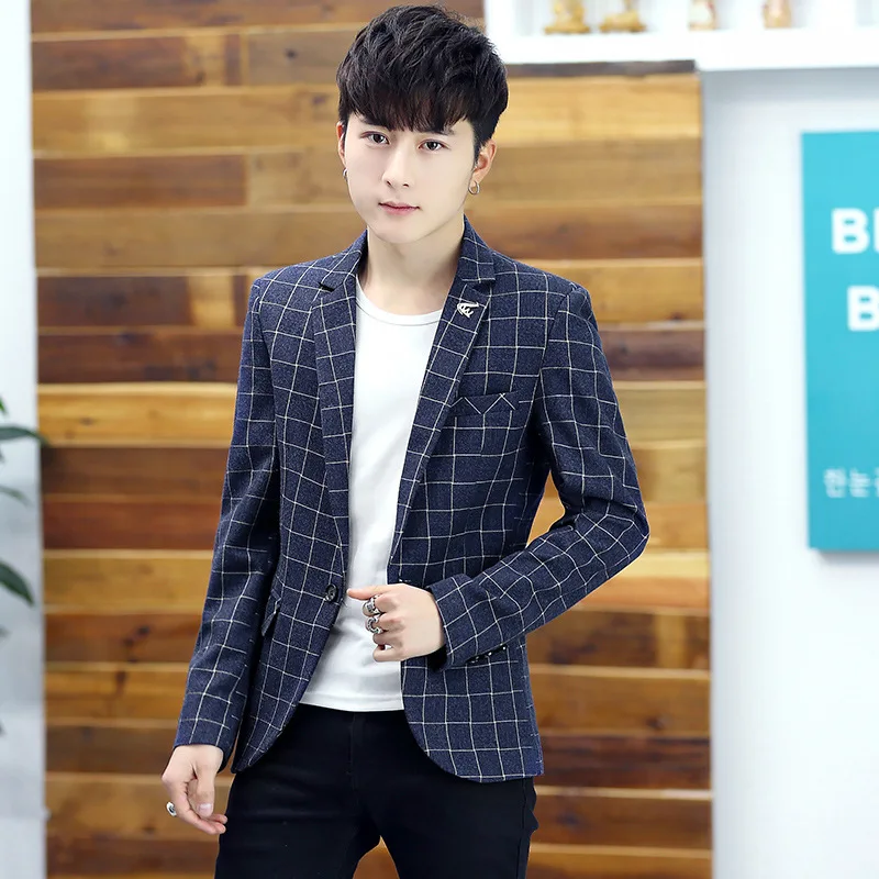 Trend Mens Suits Blazer 2018 Slim Fit Korean Formal Wedding Suit For ...