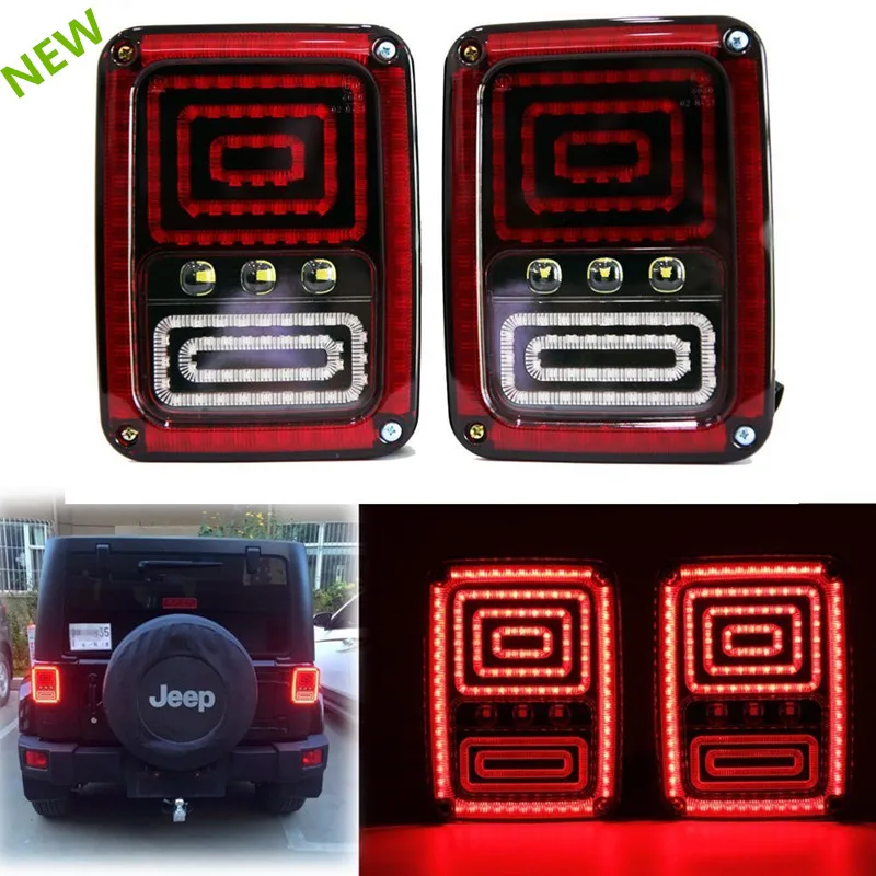For 07 15 Jeep Wrangler JK CJ LED Rear Tail Light Brake Signal Reverse ...