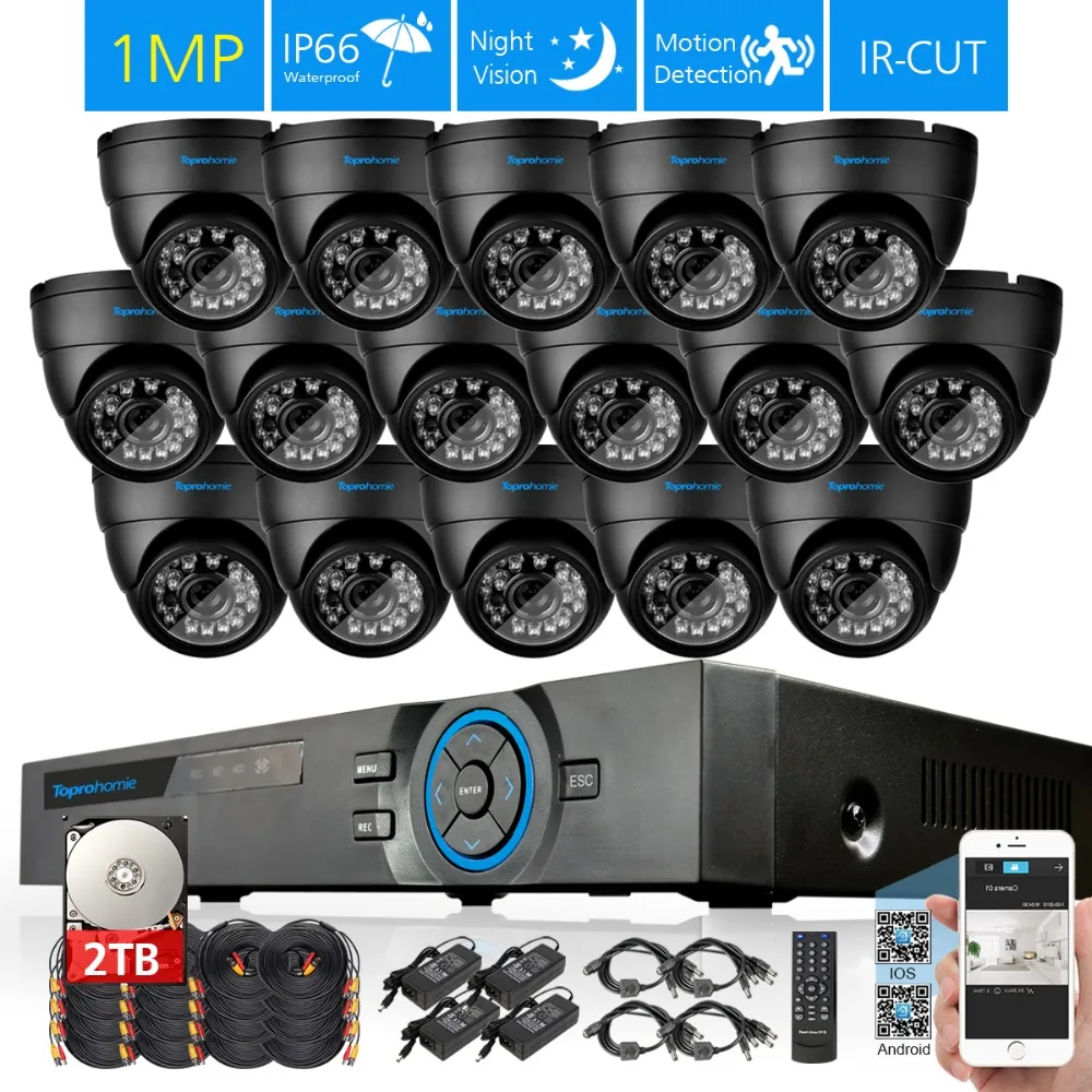 16Channel CCTV System 1080P HDMI DVR 16pcs 1.0MP HD 720P 2000TVL IP66 ...