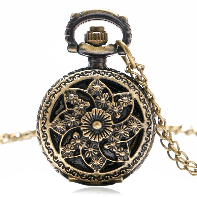 Elegant Hollow Flower Women Quartz Pocket Watch Ladies Fob Watches ...