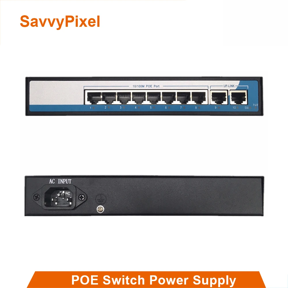 8 Ports PoE Switch/Injector Power over Ethernet IEEE802.3at/af Network ...