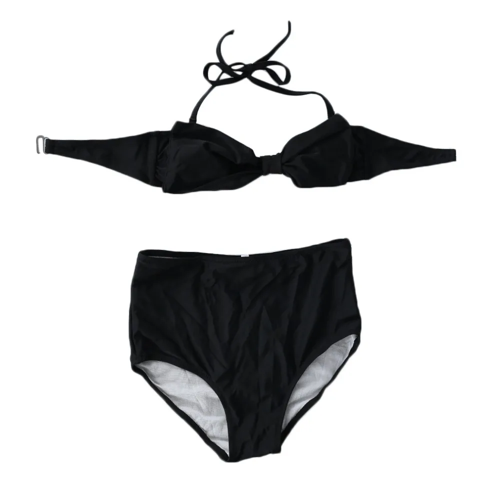 Sexy Women Bikini Set Lady Split Bowknot Decoration Summer Bathing Suits Halter Beach Bathing