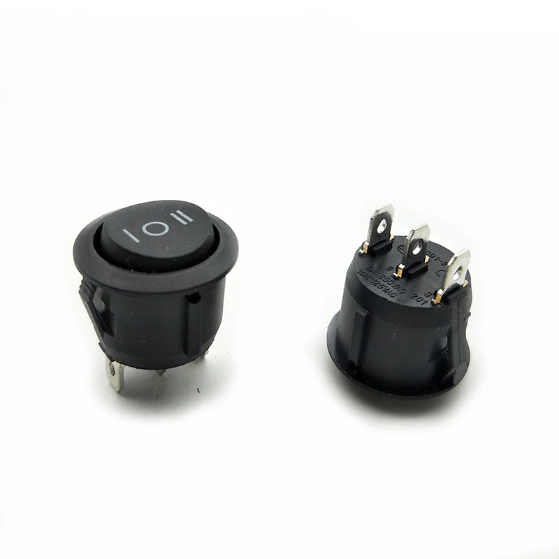Black AC 250V/6A 125V/10A 3 Pin Terminals 20mm Mounting hole SPDT Snap ...