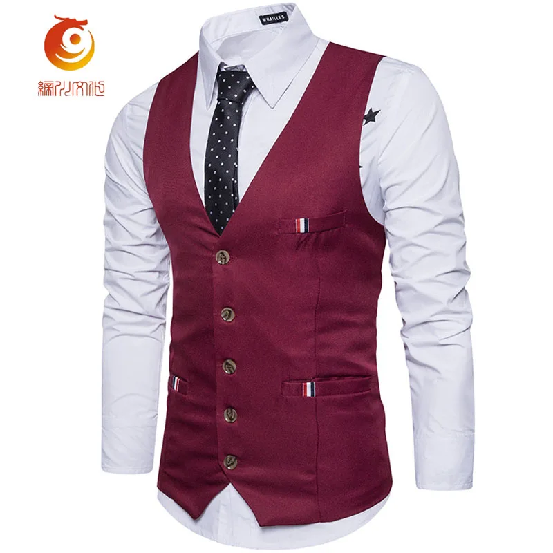 Nova Mens Suit Vest Moda Slim Fit Estilo Britânico Terno Colete ...