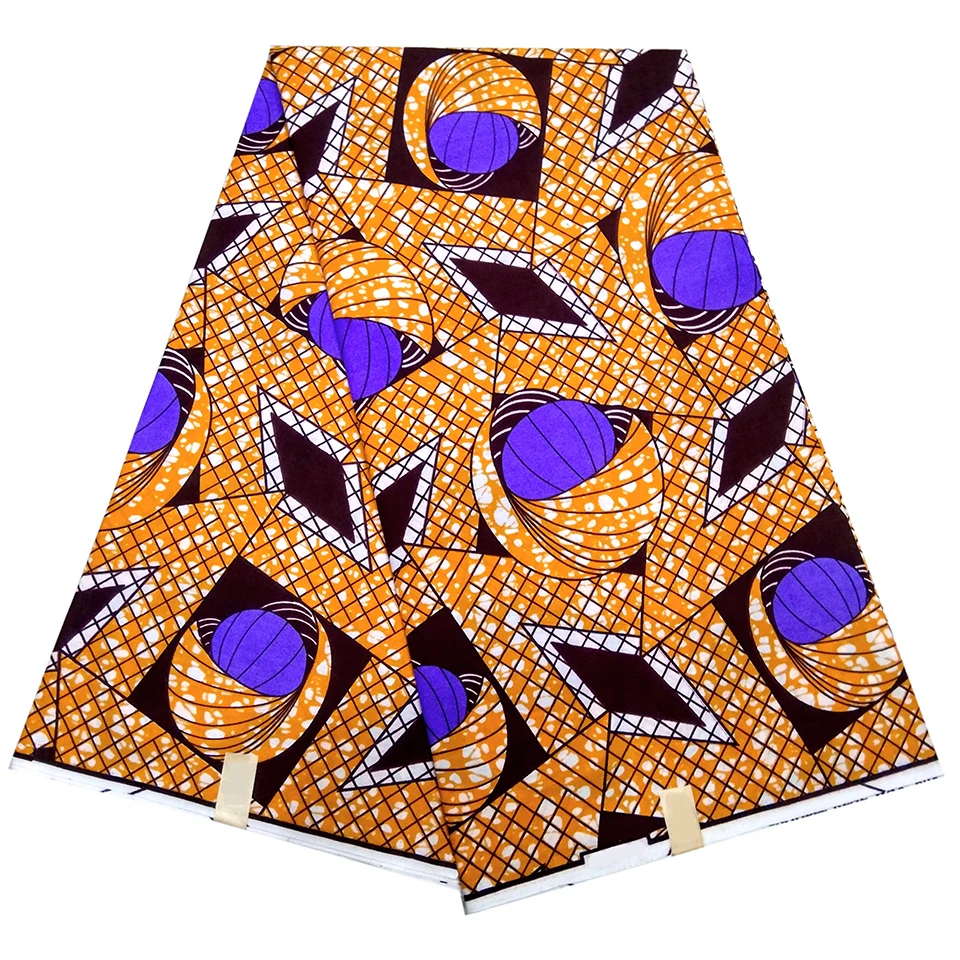 100% Cotton African Wax Fabric Orange African Wax Prints Fabric Tissu ...