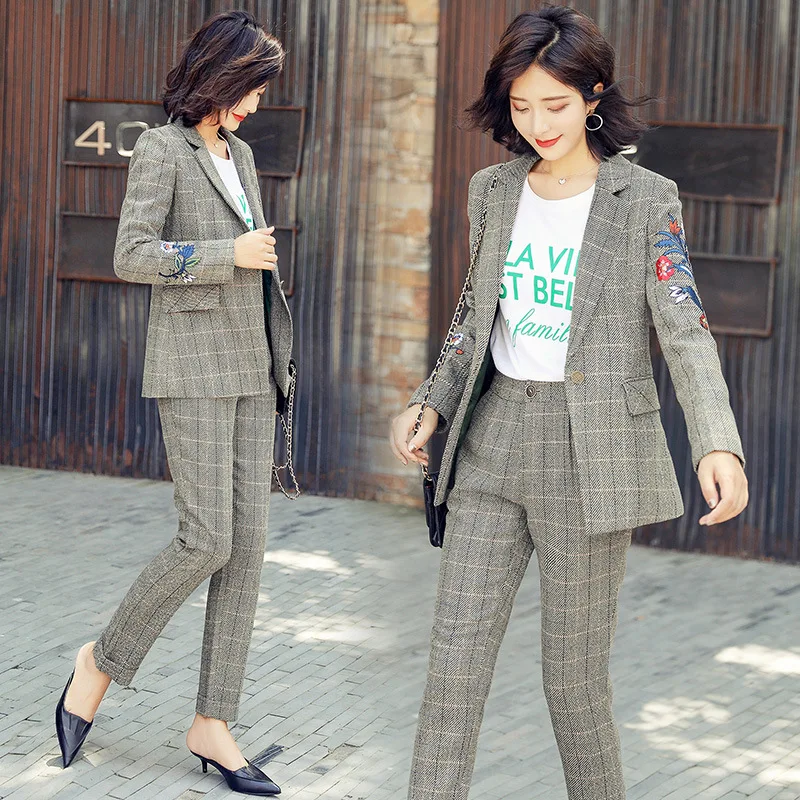 New 2019 Womens Two Piece Sets Tweed Two Piece Set embroidery Outfit ...