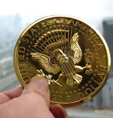 Jumbo Golden Half Dollar -- Magic Trick , Coin & Money Magic - Gags ...