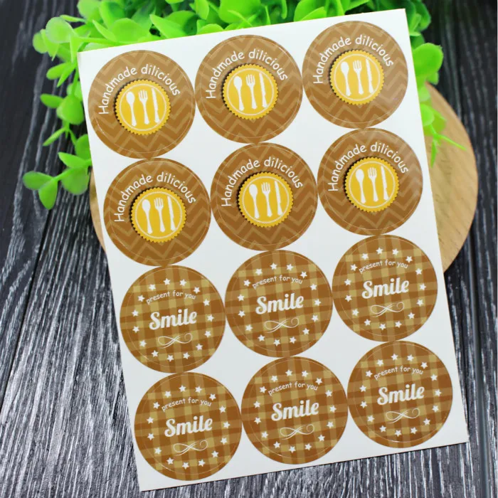 120pcs/lot decoration stickers cup gift box sealing sticker baking ...