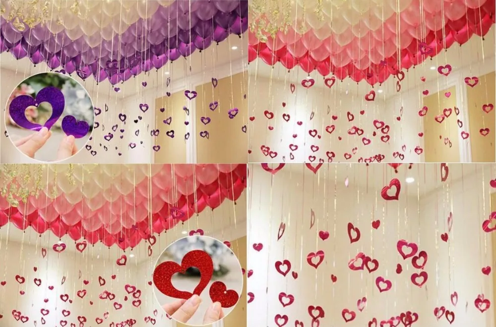 200pcs Heart Shape Sequins with Hole Pendant For Wedding Party Holiday ...