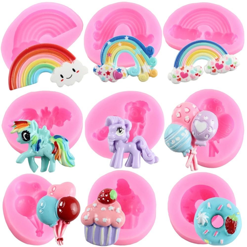 Rainbow Silicone Mold Balloon Cupcake Fondant Molds Unicorn Baby ...