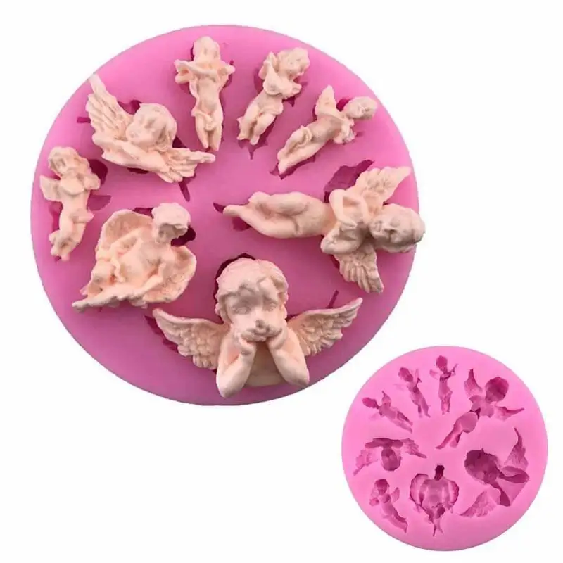 Little Angel Shape Silicone Fondant Cake Mold Jelly Chocolate Molds ...