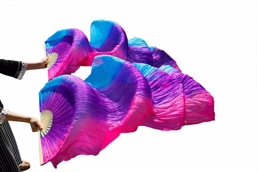 Dance Fans 100% Silk Handmade Dyed 180x90cm Belly Dance Fans 1Pair ...