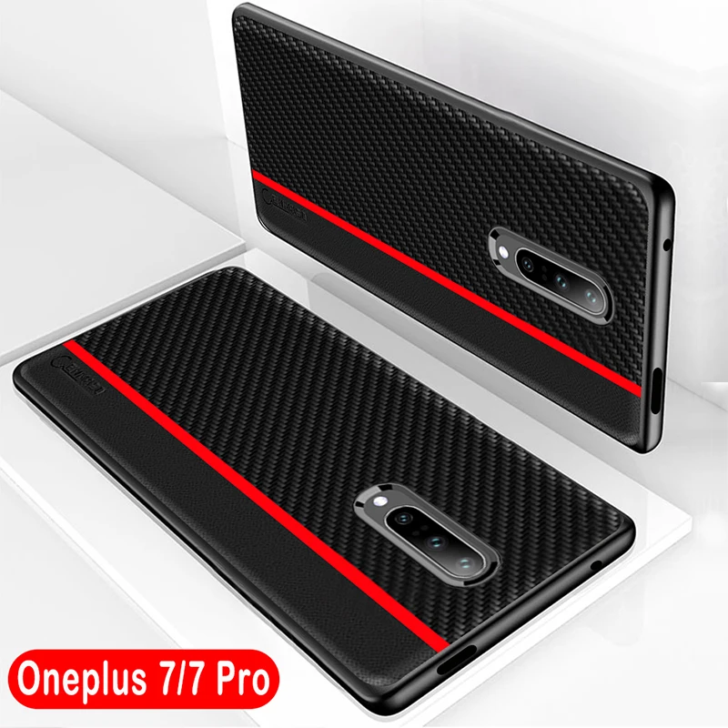 Oneplus 7 Pro Case Original CENMASO Carbon Fiber Texture PU Leather ...