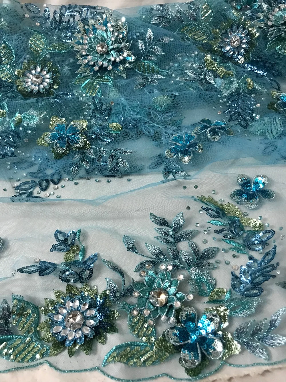 Tela de encaje de red francesa africana con flores 3d, malla de tul ...