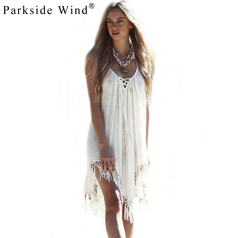 Parkside Wind 2017 Summer Spaghetti Strap Beach Dress Solid Color Sexy ...
