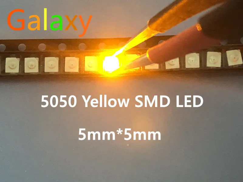 4000PCS 5050 SMD Chip LED Amarelo Ultra Bright 60mA DC 2V Contas de ...