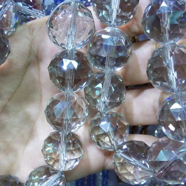 20mm Clear Faceted Round Crystal Spacer Beads Free Shipping Triangular