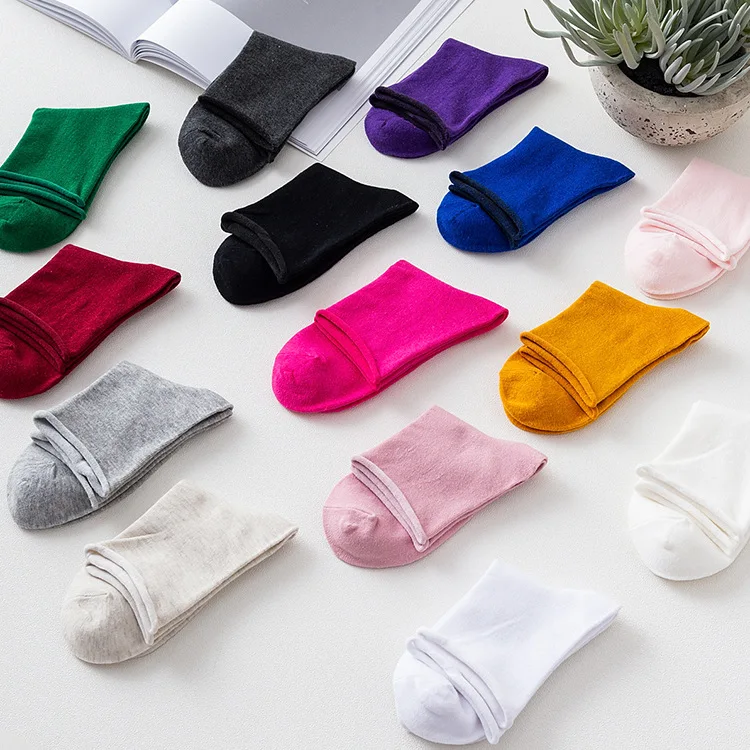 Candy Color SOft 1Pair Unisex Comfortable Pure Color Cotton Sock ...